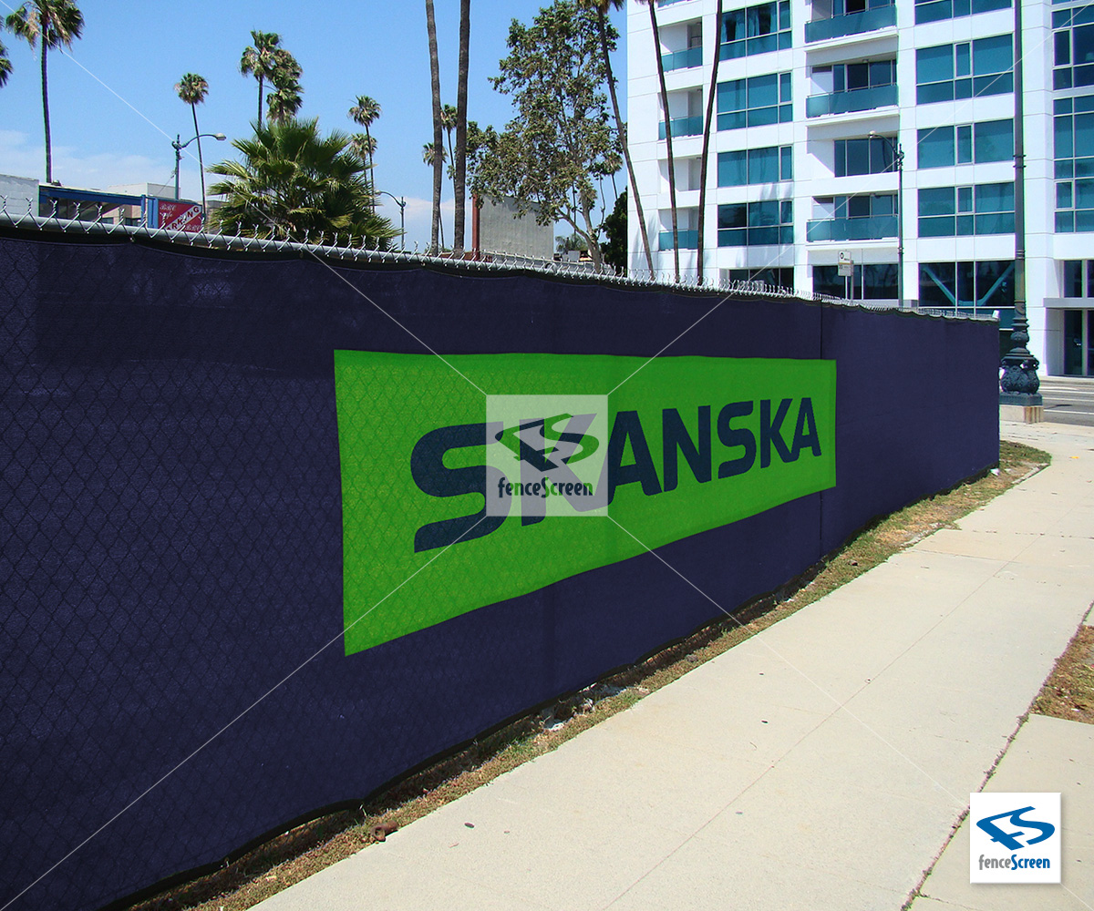 Custom Vinyl Logo Banners on Fence Privacy Screen