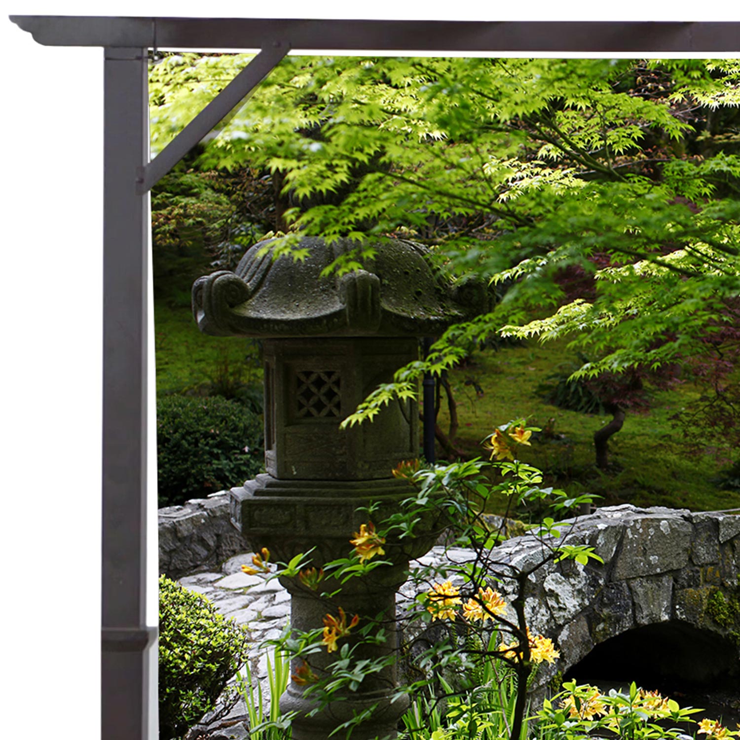Garden with Stone Bridge Patio & Gazebo Screen