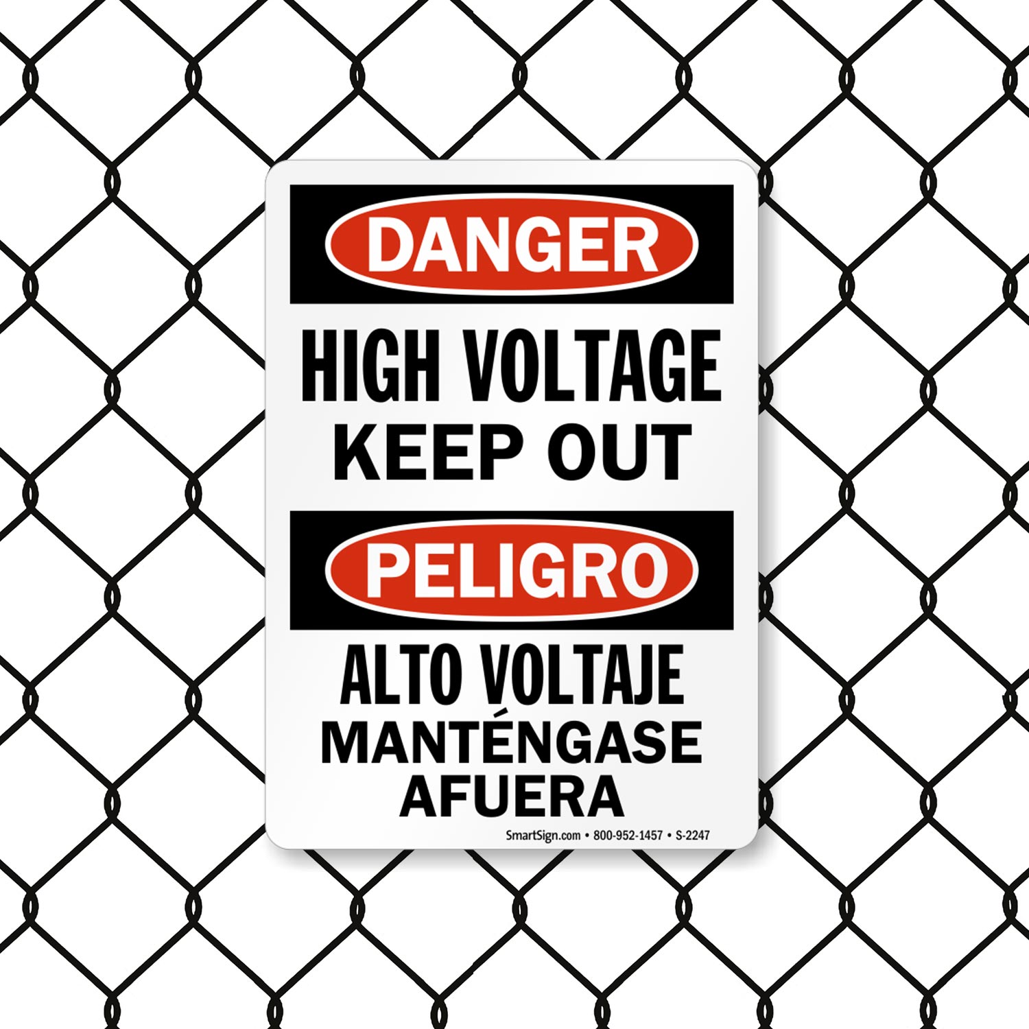 Bilingual Danger & Peligro High Voltage Keep Out OSHA Sign | Safety Signs