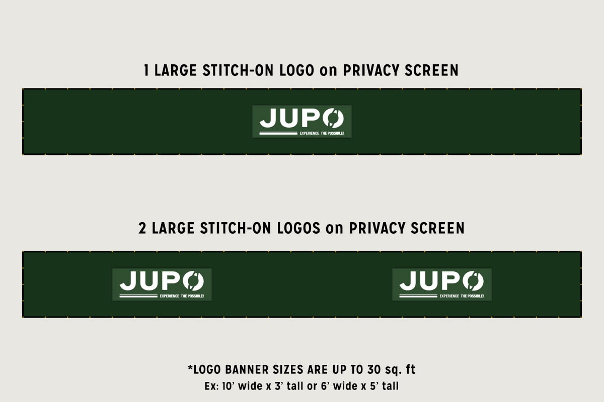 Custom Vinyl Logo Banners on Fence Privacy Screen