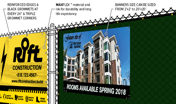 Custom Construction Fence Banners & Company Logo Signs for Jobsites