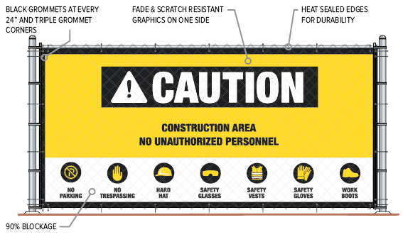 Modern Design Construction Safety Gate Covers on Fence Screen