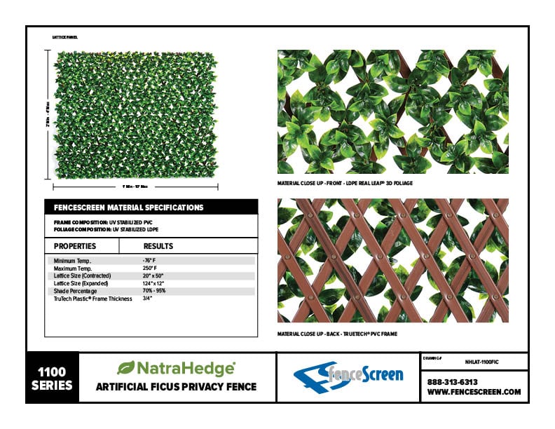 Expandable Faux Green Ligustrum Ficus Privacy Fence from NatraHedge